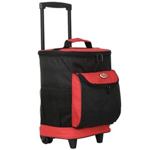 16" Cool Carry 2-Section Rolling Cooler with Thermal Insulation, Red Color Option