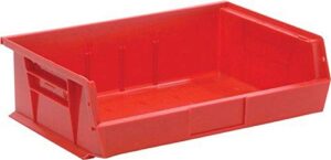 quantum qus245 plastic storage stacking ultra bin, 10.875-inch by 16.5-inch by 5-inch, red, case of 6