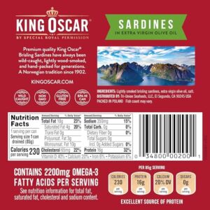 King Oscar Sardines Extra Virgin Olive Oil, 3.75-Ounce Cans (Pack of 12)