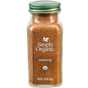 simply organic pure ground nutmeg, 2.3 ounce jar,aromatic, subtly spicy-sweet flavor, organic, kosher, no gmo, no eto