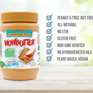 Peanut Free Tree Nut Free Natural No Stir Spread – WOWBUTTER – Award Winning Vegan Plant Protein Food made with Non-GMO verified Whole Soy – (Creamy, 1.1 Pound (Pack of 6))