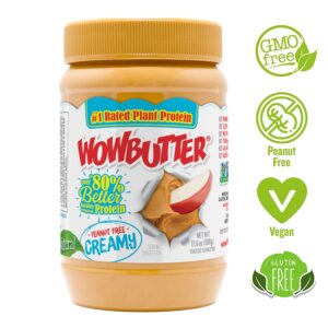 Peanut Free Tree Nut Free Natural No Stir Spread – WOWBUTTER – Award Winning Vegan Plant Protein Food made with Non-GMO verified Whole Soy – (Creamy, 1.1 Pound (Pack of 6))