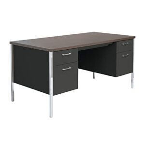 alera alesd6030bm 2-pedestal 60 in. x 30 in. x 29.5 in. steel desk - mocha/black