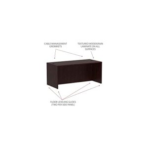 Alera ALEVA216630MY 65 in. x 29.5 in. x 29.63 in. Valencia Series Straight Front Desk Shell - Mahogany