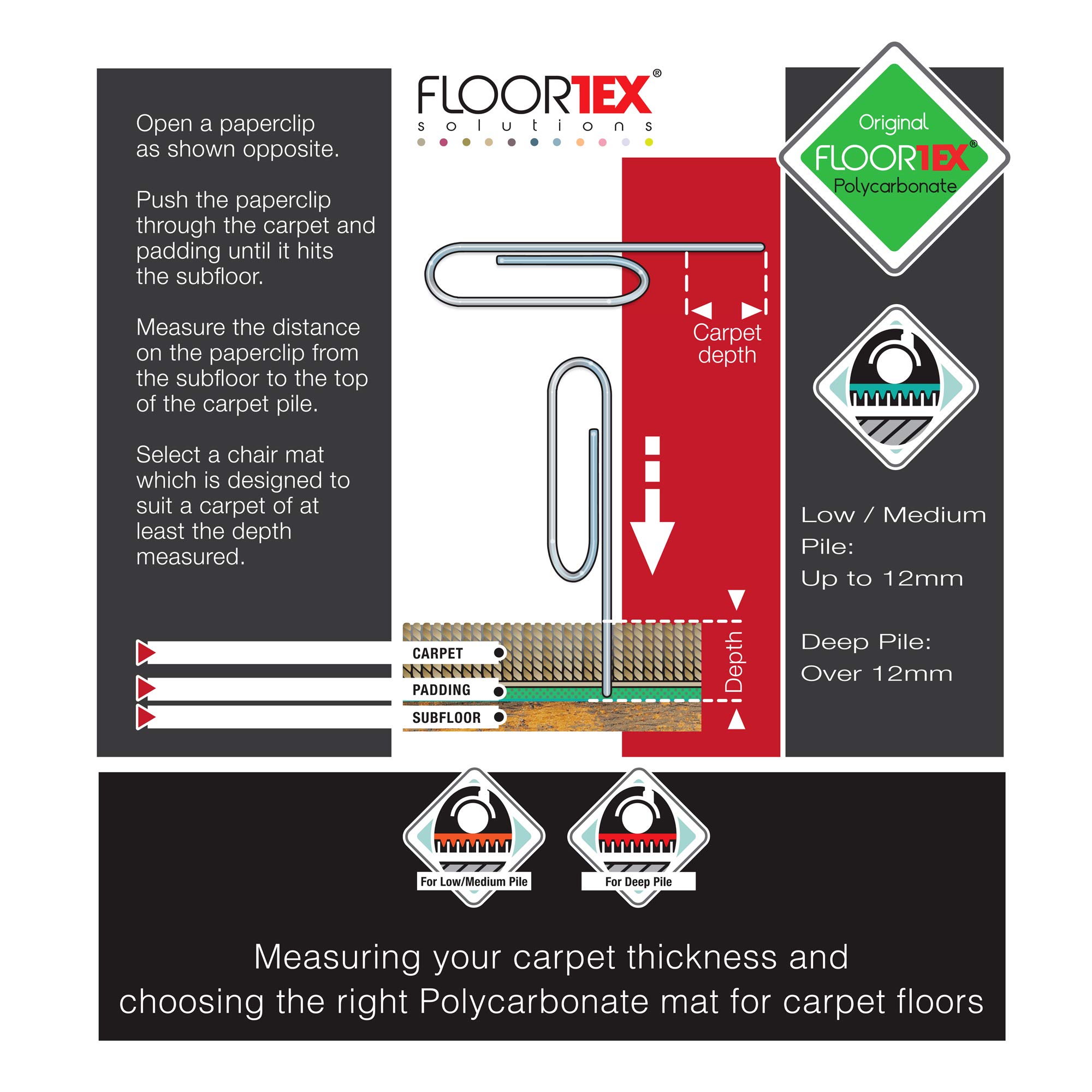 Floortex® Ultimat® Polycarbonate Rectangular Chair Mat for Carpets up to 1/2" - 48" x 60"