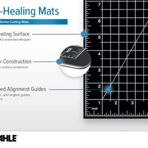 Dahle Vantage 10670 Self-Healing Cutting Mat, 9"x12", 1/2" Grid, 5 Layers for Max Healing, Perfect for Crafts & Sewing, Black