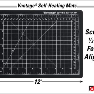 Dahle Vantage 10670 Self-Healing Cutting Mat, 9"x12", 1/2" Grid, 5 Layers for Max Healing, Perfect for Crafts & Sewing, Black