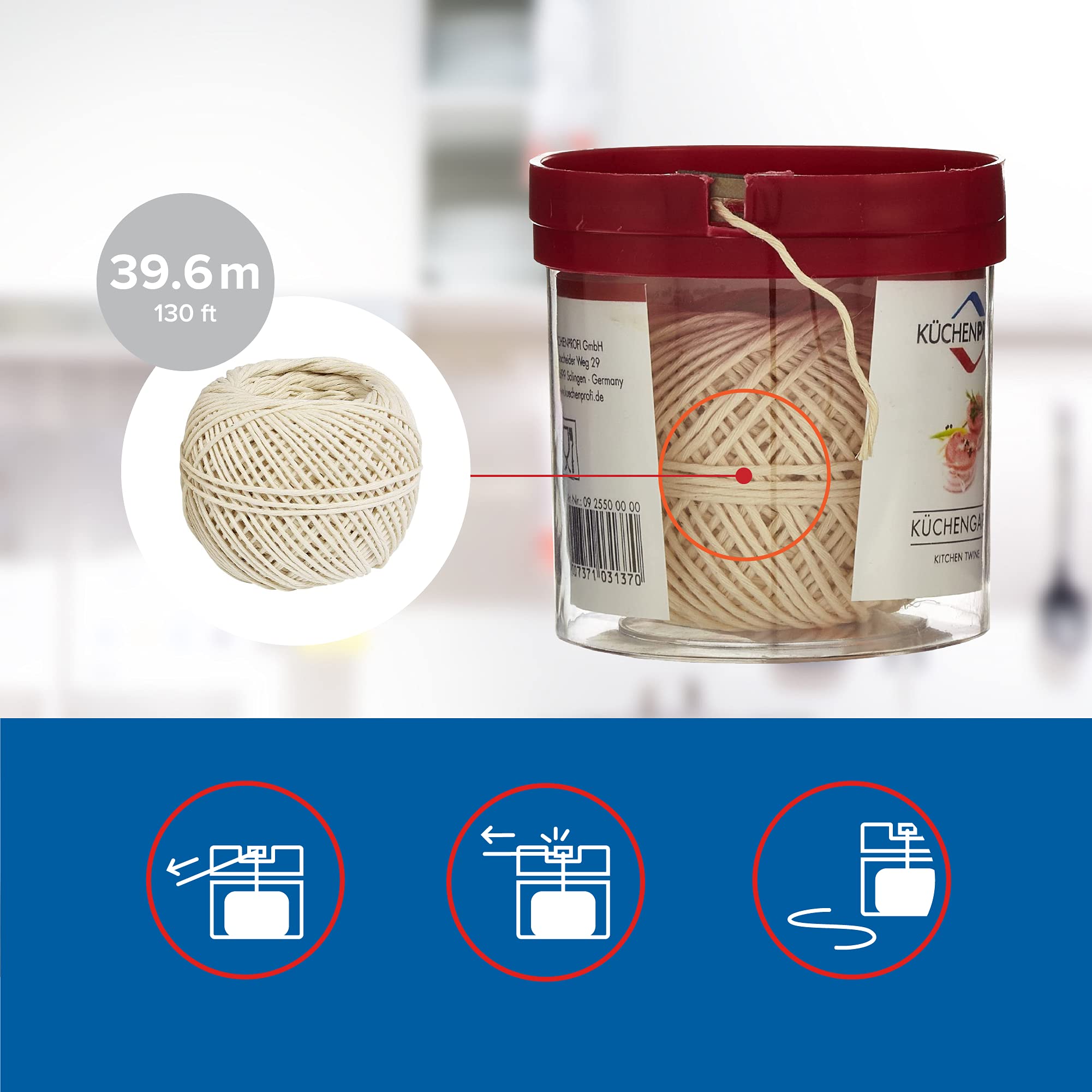 Küchenprofi Kitchen Twine with Acrylic Twine Dispenser, All-Purpose Cooking and Baking String