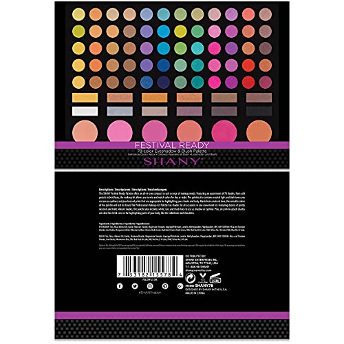 SHANY Festival Ready Palette - Highly Pigmented Blendable Eye shadows, Makeup Blush and Face powder Makeup Kit with 78 Colors - Makeup Palette