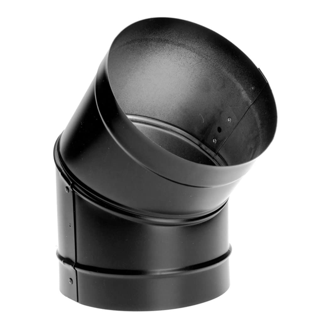 M & G Duravent 7DBK-E45 7 Inch Dura-black 24-ga Welded Black Stovepipe44; 45 Deg Sectioned44; Nonadjustable Elbow