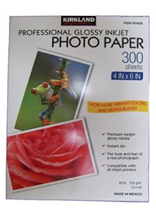 kirkland signature professional glossy inkjet photo paper 4"x6" 300 sheets