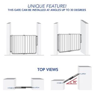 Cardinal Gates SS30 Stairway Special Baby Gate for Stairs - Adjustable Indoor Dog Gate - Aluminum Safety Gate for Kids & Pets - Can be Installed at Angles - 27 to 42.5 Inches Wide - White