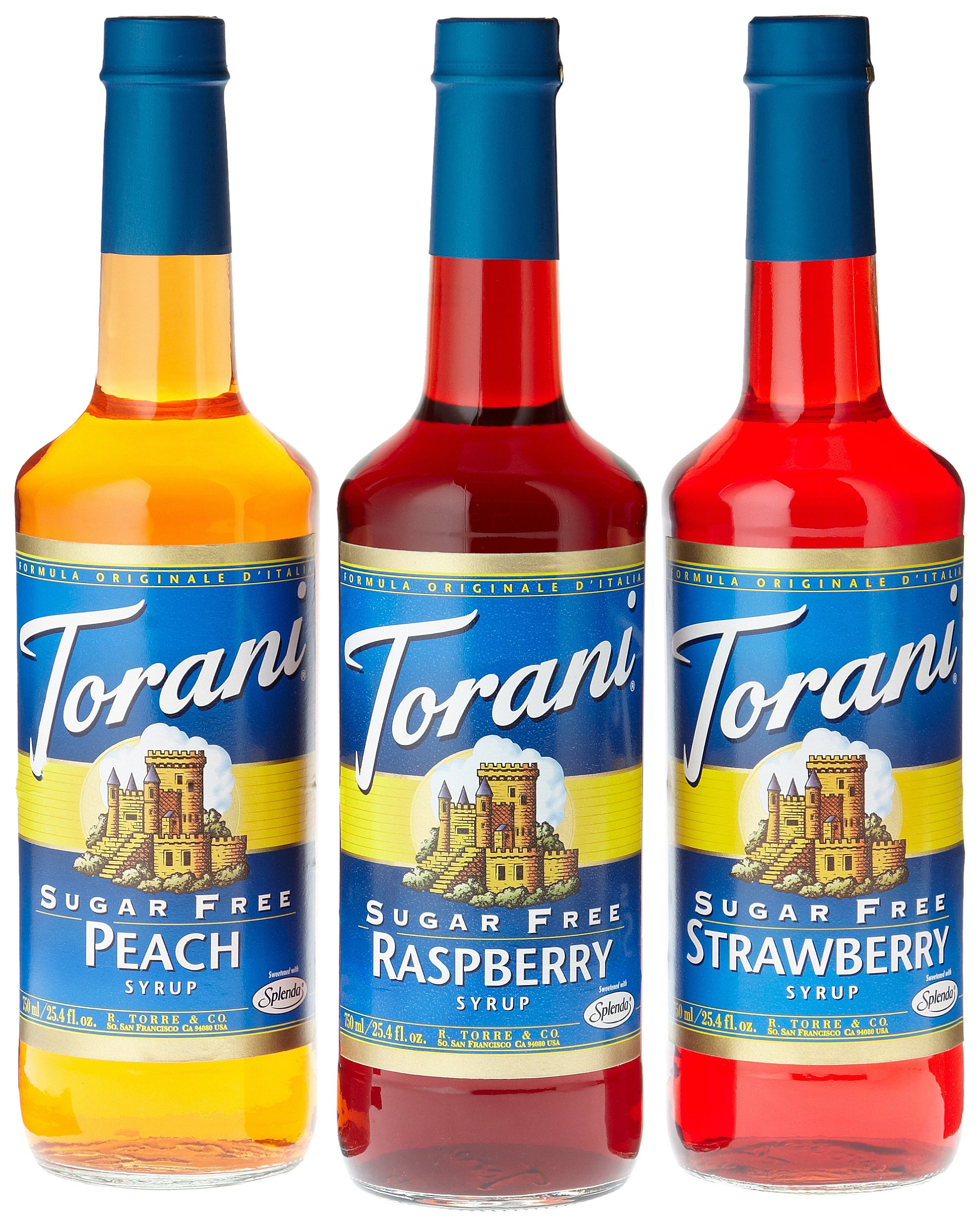 Torani Sugar Free Fruit Flavor Syrup Variety Pack - Raspberry, Strawberry, Peach, 25.4 Fl Oz (Pack of 3)