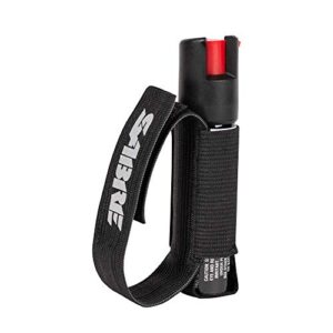 sabre runner pepper gel, maximum police strength oc spray, reflective hand strap for easy carry & quick access, 0.67 fl oz, secure & easy to use safety, optional clip-on alarm & led armband combos