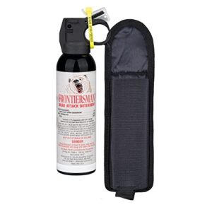 sabre frontiersman 7.9 fl oz. bear spray, maximum strength 2.0% major capsaicinoids, powerful 30 ft. range bear deterrent, outdoor camping & hiking protection