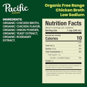 Pacific Foods Low Sodium Organic Free Range Chicken Broth, 32 oz Carton (Case of 12)