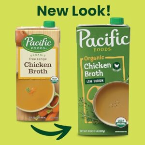 Pacific Foods Low Sodium Organic Free Range Chicken Broth, 32 oz Carton (Case of 12)