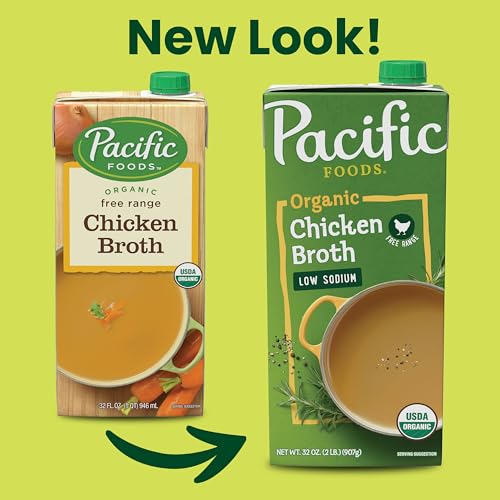 Pacific Foods Low Sodium Organic Free Range Chicken Broth, 32 oz Carton (Case of 12)