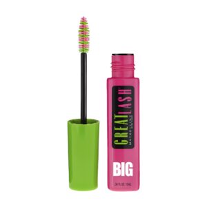 maybelline new york makeup great lash big washable mascara, blackest black volumizing mascara, 0.34 fl oz