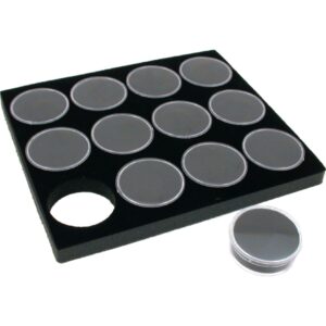 12 gem stone jars display black foam tray travel insert