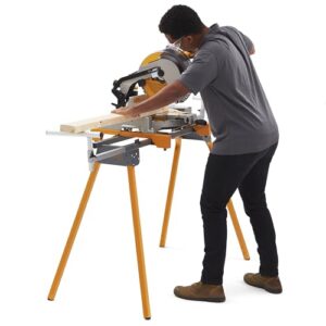 BORA Portamate PM-4000 - Heavy Duty Folding Miter Saw Stand with Quick Attach Tool Mounting Bars Orange 44 x 10 x 6.5 inches