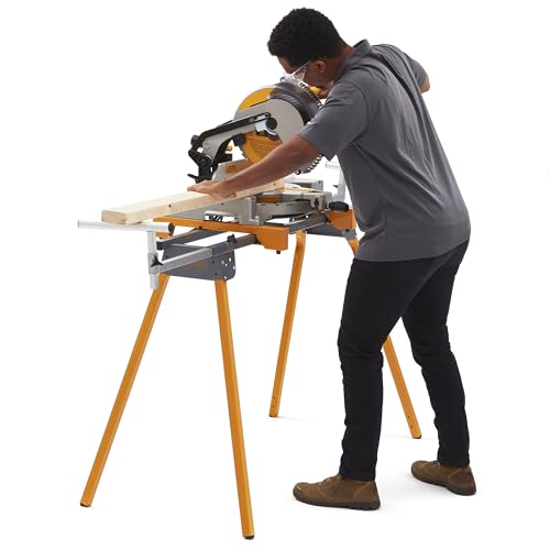 BORA Portamate PM-4000 - Heavy Duty Folding Miter Saw Stand with Quick Attach Tool Mounting Bars Orange 44 x 10 x 6.5 inches