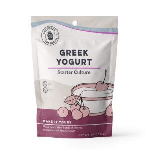 cultures for health greek yogurt starter culture | 2 packets dehydrated heirloom style diy probiotic yogurt | delicious for smoothies, granola and berries, tzatziki, soup, & other healthy snacks