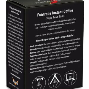 Mount Hagen 25 Count Single Serve Instant Coffee Packets | Organic Medium Roast Arabica Beans | Eco-friendly, Fair-Trade [25 sticks/1.76oz/50g]