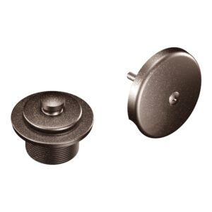 moen oil-rubbed bronze push-n-lock tub and shower drain kit with 1-1/2 inch threads, drain plug and overflow, t90331orb