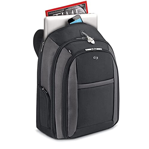 Solo Metropolitan 16 Inch Laptop Backpack with Removable Sleeve, Black/Grey