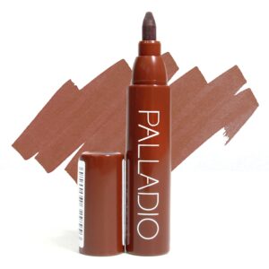 palladio lip stain, hydrating and waterproof formula, matte color look, longlasting all day wear lip color, smudge proof natural finish, precise chisel tip marker, mocha cream