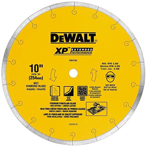 DEWALT Diamond Blade for Tile, Wet Cutting, 10-Inch x .060-Inch (DW4764)