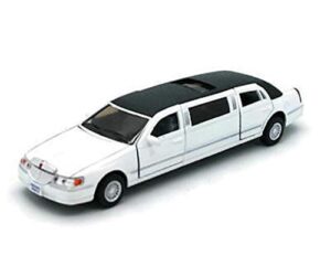 kinsmart 1/38 scale diecast 1999 lincoln town car stretch limousine in color white