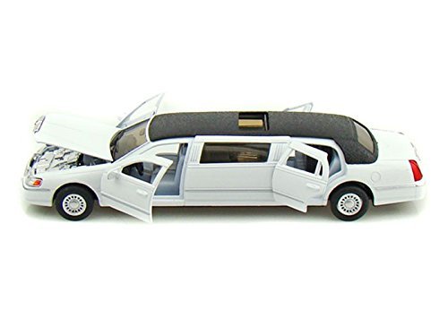 Kinsmart 1/38 Scale Diecast 1999 Lincoln Town Car Stretch Limousine in Color White