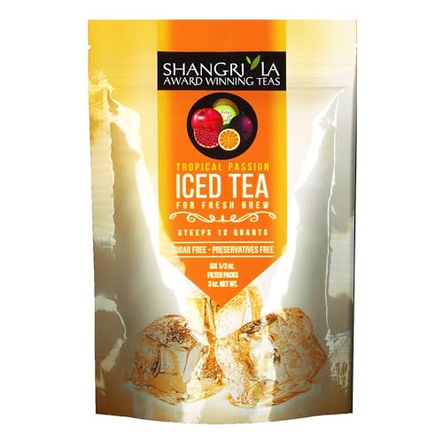 Shangri-La Tea Company Iced Tea Bags, Tropical Passion, Unsweetened and All Natural, Brews 2 Quarts Per Tea Bag, (6 Count) (5051)