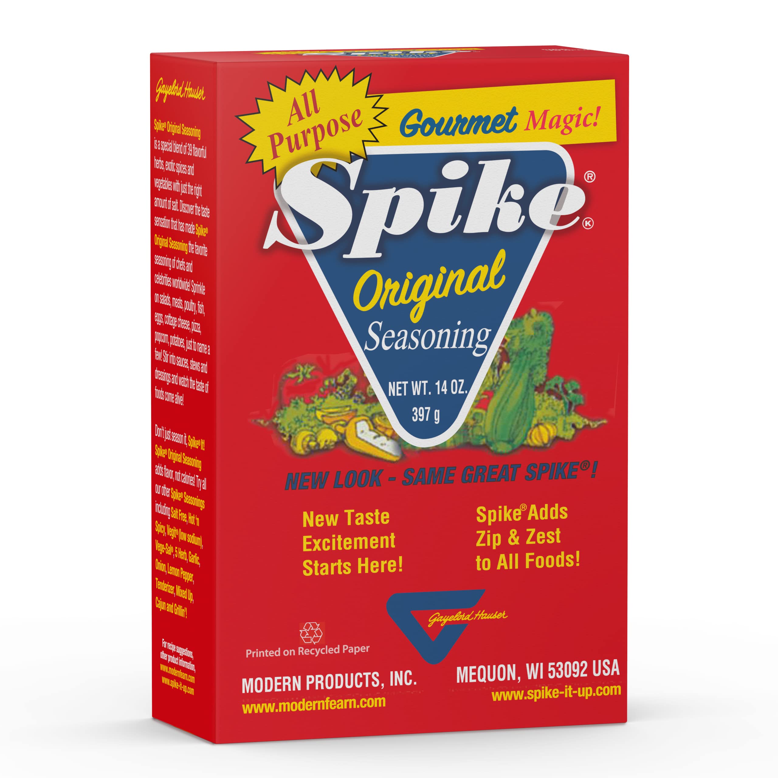 Spike Seasoning, Original Gourmet Magic Seasoning Salt Blend - Seasonings and Spices for Cooking, Popcorn Seasoning, All-Purpose Seasoning for More Flavorful, Healthy Meals, 14 Oz.