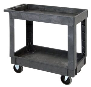 quantum storage cart, bussing utility transport, plastic, 35" x 18" x 33", gray