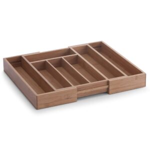 zeller 25322 28.5-40 x 33.5 x 5 cm extendible cutlery tray bamboo