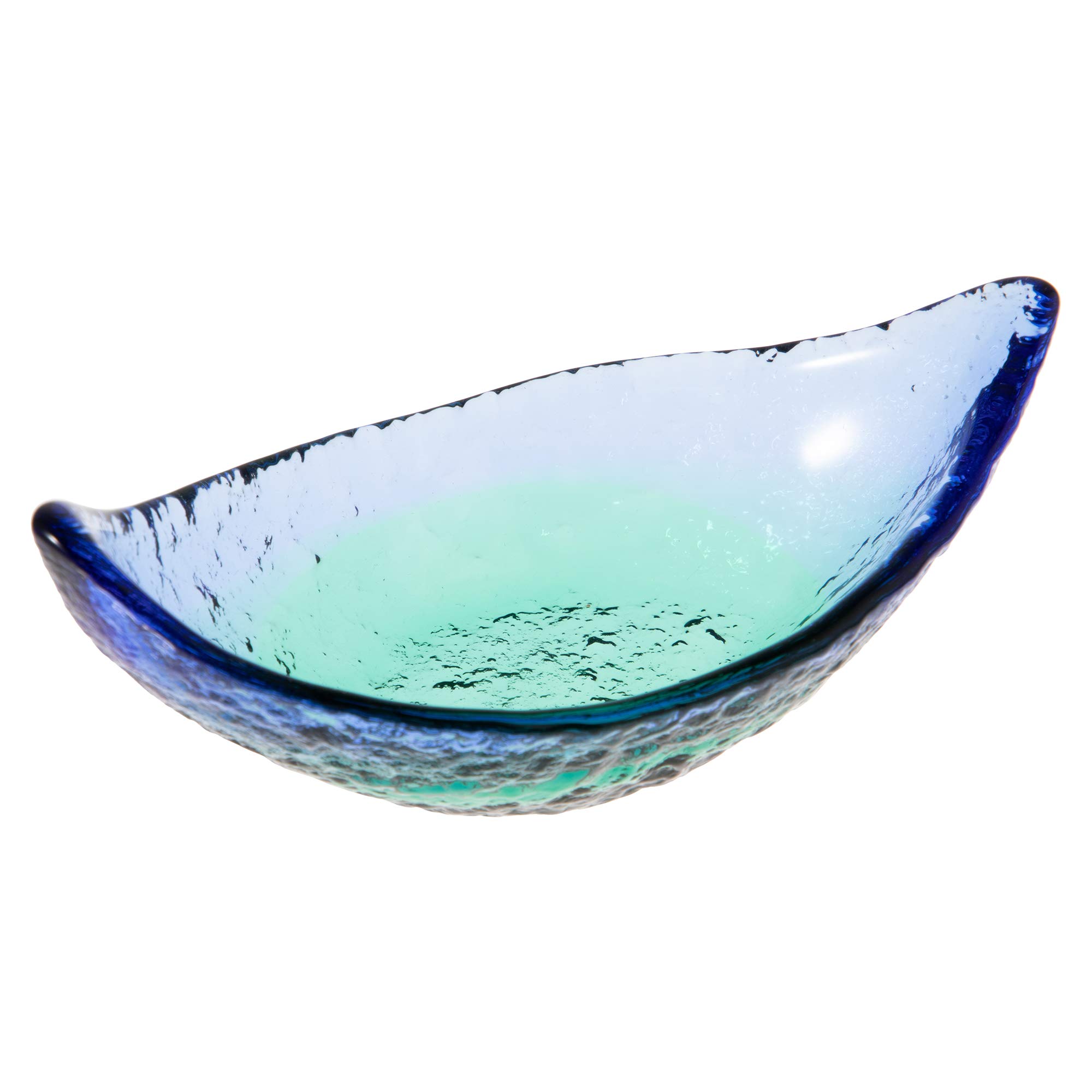 Toyo Sasaki Glass WA3305 Small Bowl, Blue/Green, Approx. 4.7 x 2.4 x 2.0 inches (12 x 6 x 5 cm), Coral Sea, Boat Shape, Made in Japan