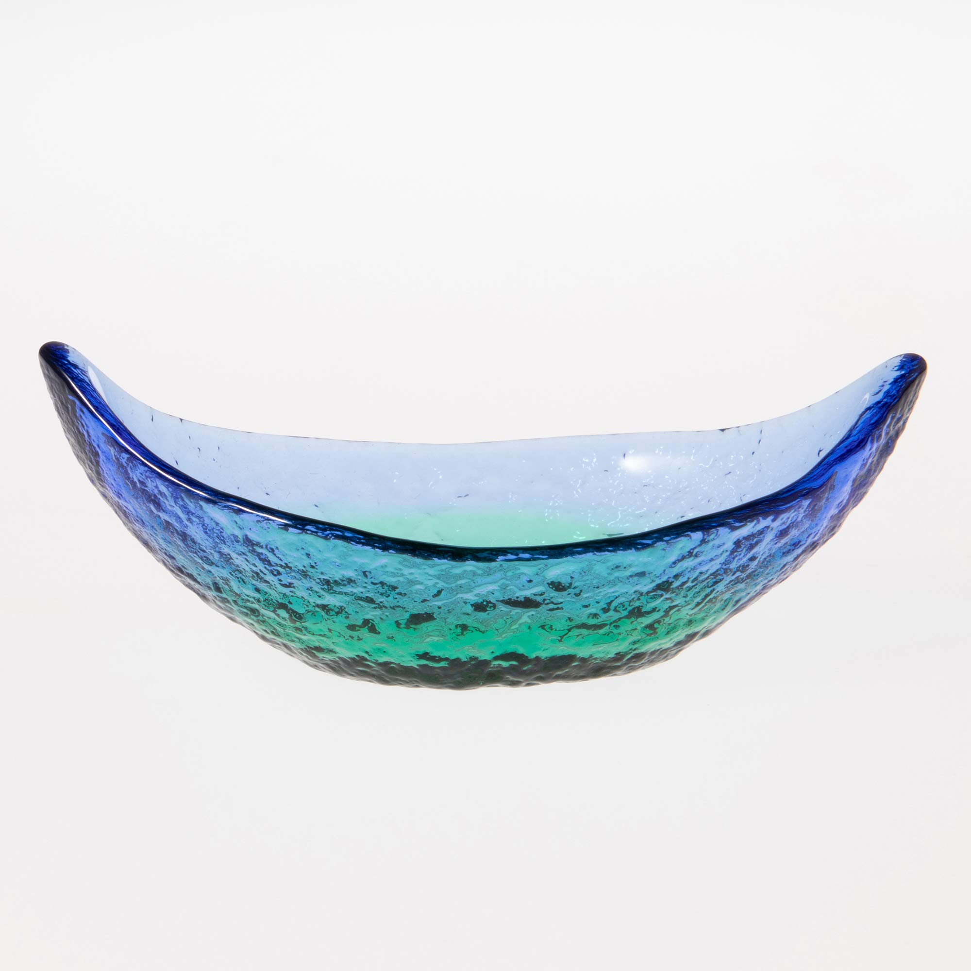 Toyo Sasaki Glass WA3305 Small Bowl, Blue/Green, Approx. 4.7 x 2.4 x 2.0 inches (12 x 6 x 5 cm), Coral Sea, Boat Shape, Made in Japan