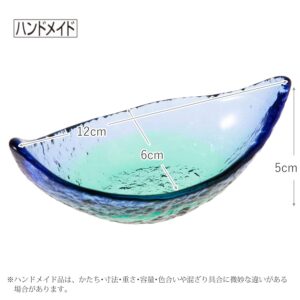 Toyo Sasaki Glass WA3305 Small Bowl, Blue/Green, Approx. 4.7 x 2.4 x 2.0 inches (12 x 6 x 5 cm), Coral Sea, Boat Shape, Made in Japan