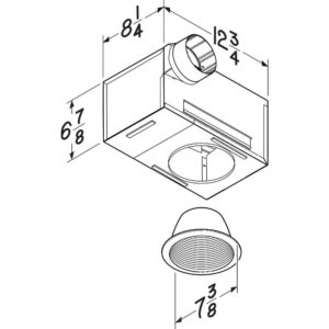 Broan-NuTone 744 Recessed Light Ventilation Fan, 70 CFM, 1.5 Sones, White