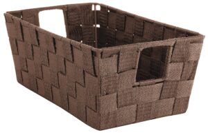 whitmor woven strap small storage tote java