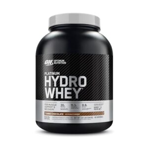 optimum nutrition platinum hydrowhey protein powder, 100% hydrolyzed whey protein isolate powder, flavor: turbo chocolate, 40 servings, 3.61 pounds (packaging may vary)