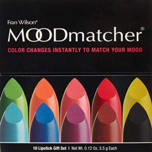 MOODmatcher Lipstick, 10PC Collection of the Original Color-Change Lipstick - Maskproof, 12 HOUR Long Wear, Enriched with Aloe & Vitamin E for Ultra-Hydration, Waterproof - Made in USA