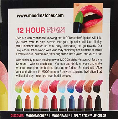 MOODmatcher Lipstick, 10PC Collection of the Original Color-Change Lipstick - Maskproof, 12 HOUR Long Wear, Enriched with Aloe & Vitamin E for Ultra-Hydration, Waterproof - Made in USA