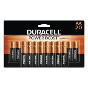 duracell coppertop aa batteries with power boost ingredients, 20 count pack double a battery with long-lasting power, alkaline aa battery for household and office devices