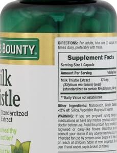 Nature's Bounty Milk Thistle, Herbal Health Supplement, Supports Liver Health, 175mg, 100 Softgels