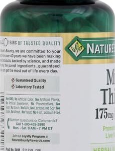 Nature's Bounty Milk Thistle, Herbal Health Supplement, Supports Liver Health, 175mg, 100 Softgels