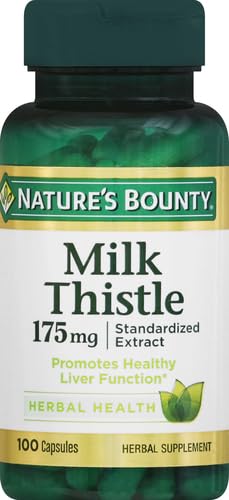 Nature's Bounty Milk Thistle, Herbal Health Supplement, Supports Liver Health, 175mg, 100 Softgels